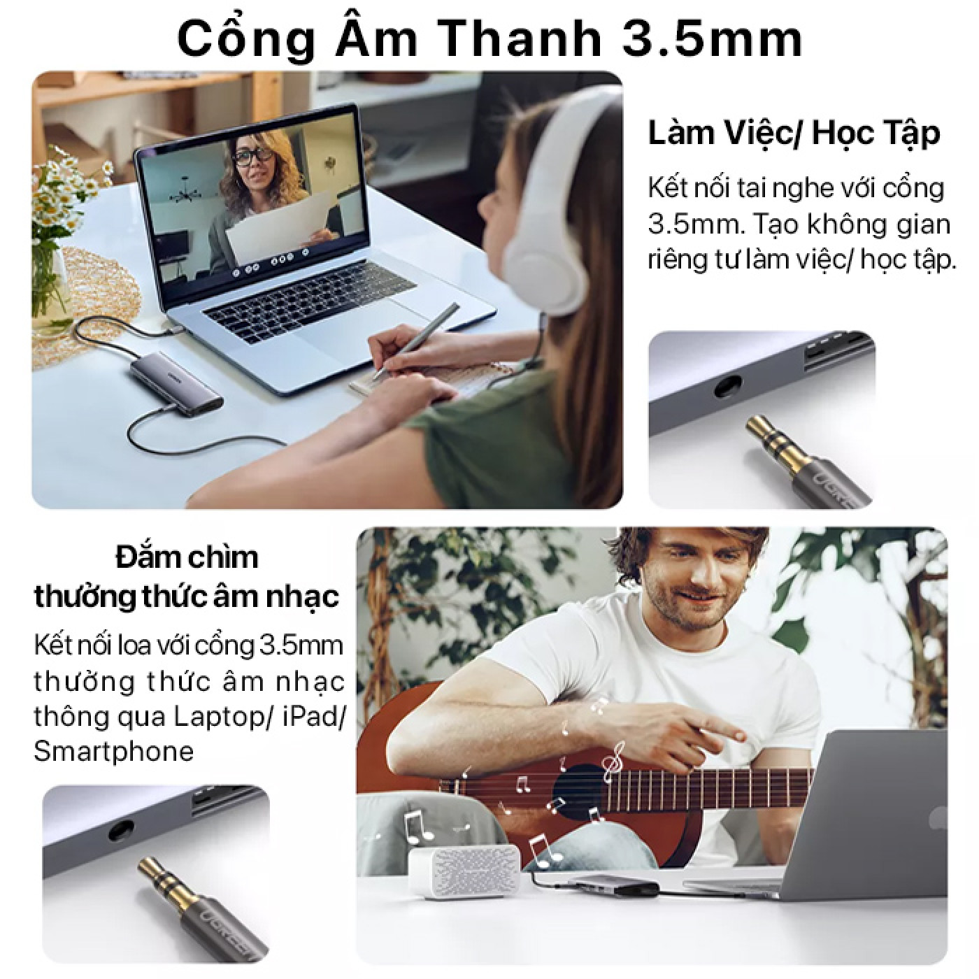 Ugreen USB C To HDMI VGA LAN 1GBPS HUB USB3.0 SD/TF Audio 80133 | Bộ ...